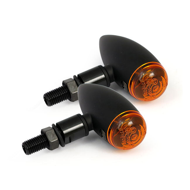 Micro Bullet 12V Halogen Turn Signals Black Plain