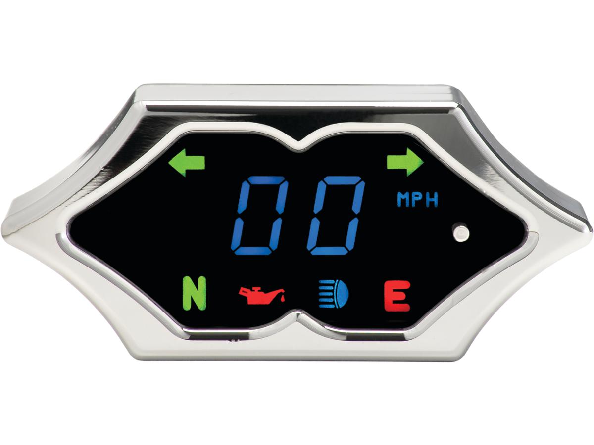 Spike Bar Mount Speedometer 255mph Black / Chrome - 4.25 x 2 Inch