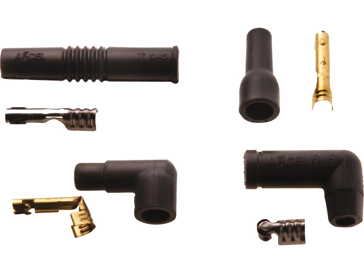 Straight Coil Side Boot Spark Plug Wire Connectors Black