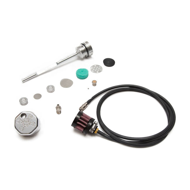 Feuling Oil Tank Breather Kit & Vented Dipstick Polished Cap For 17-21